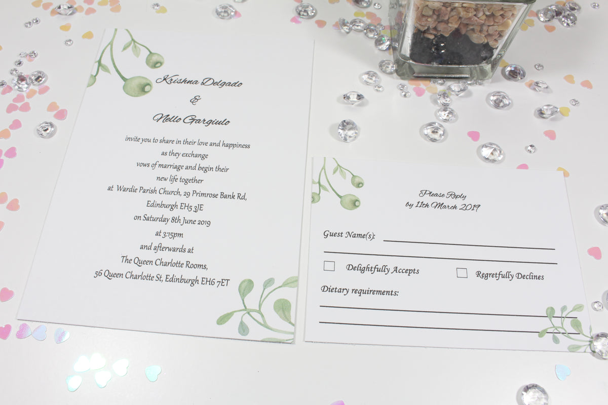 A6 Printed wedding invitation – Edinburgh Wedding Stationery