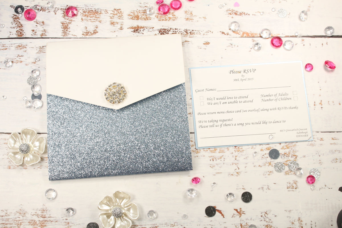Luxury Glitter Diamante Wedding Invitation – Edinburgh Wedding Stationery
